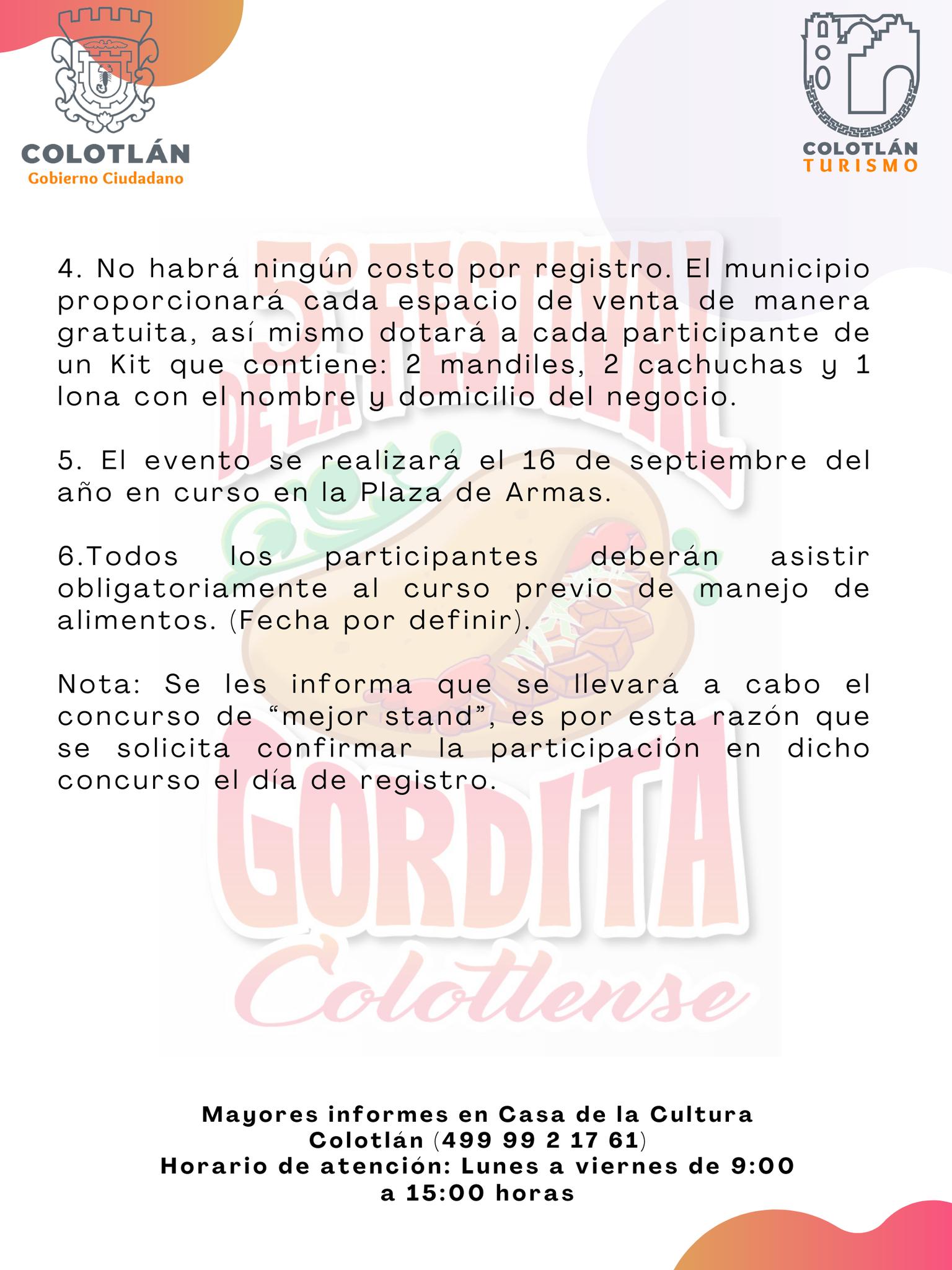 Convocatoria 5to Festival de la Gordita – Gobierno Municipal de Colotlán